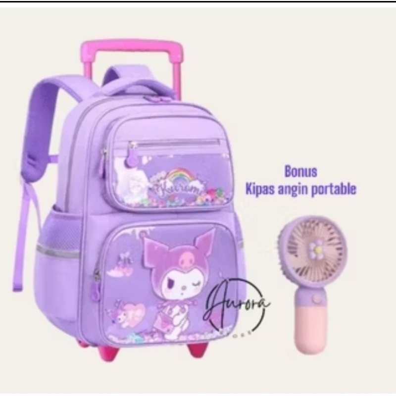 Jual BBS TROLI Kuromi tas Anak Perempuan Tas dorong anak kuromi melody cinamoroll ransel sekolah ...