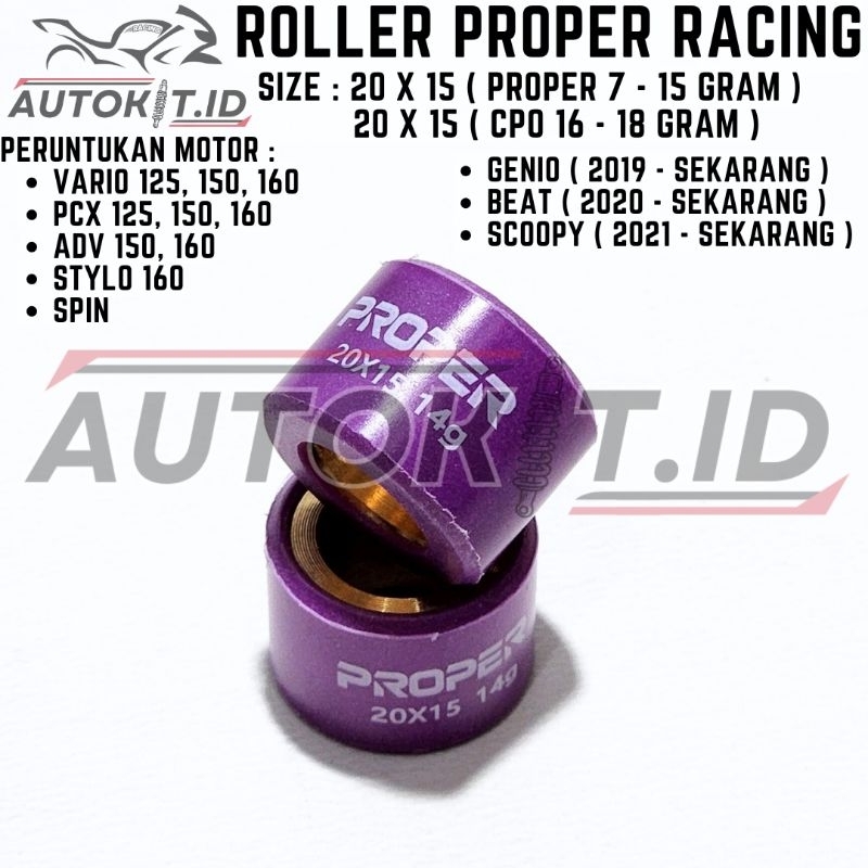 Jual ROLLER PROPER RACING 7 - 18 GRAM VARIO 125 150 160, PCX ADV 150 160, STYLO 160, BEAT ESP ...