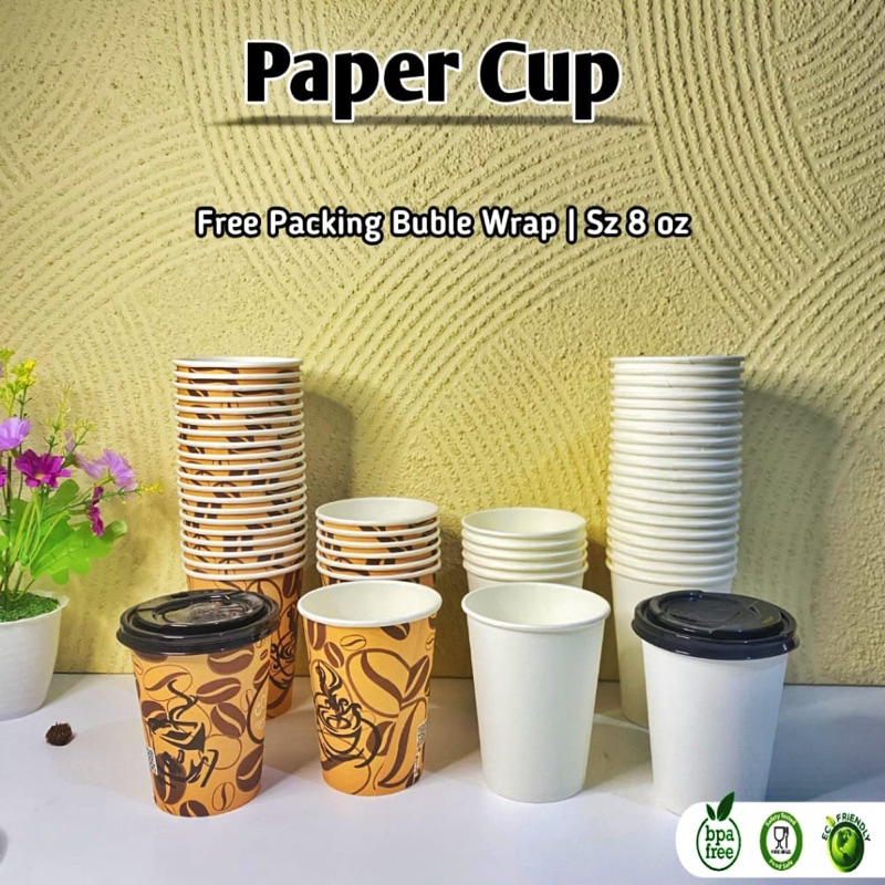 Jual (50pcs) Paper Cup 8 oz 240ml | Gelas Kertas Kopi Teh | Hot Paper Cup | Shopee Indonesia