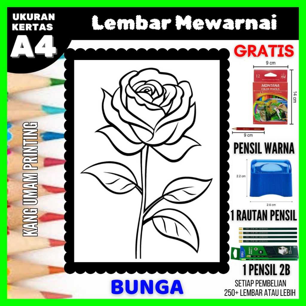 Jual Lembar Mewarnai Gambar Berbagai Macam Bunga Semua Usia Bagian 15 ...