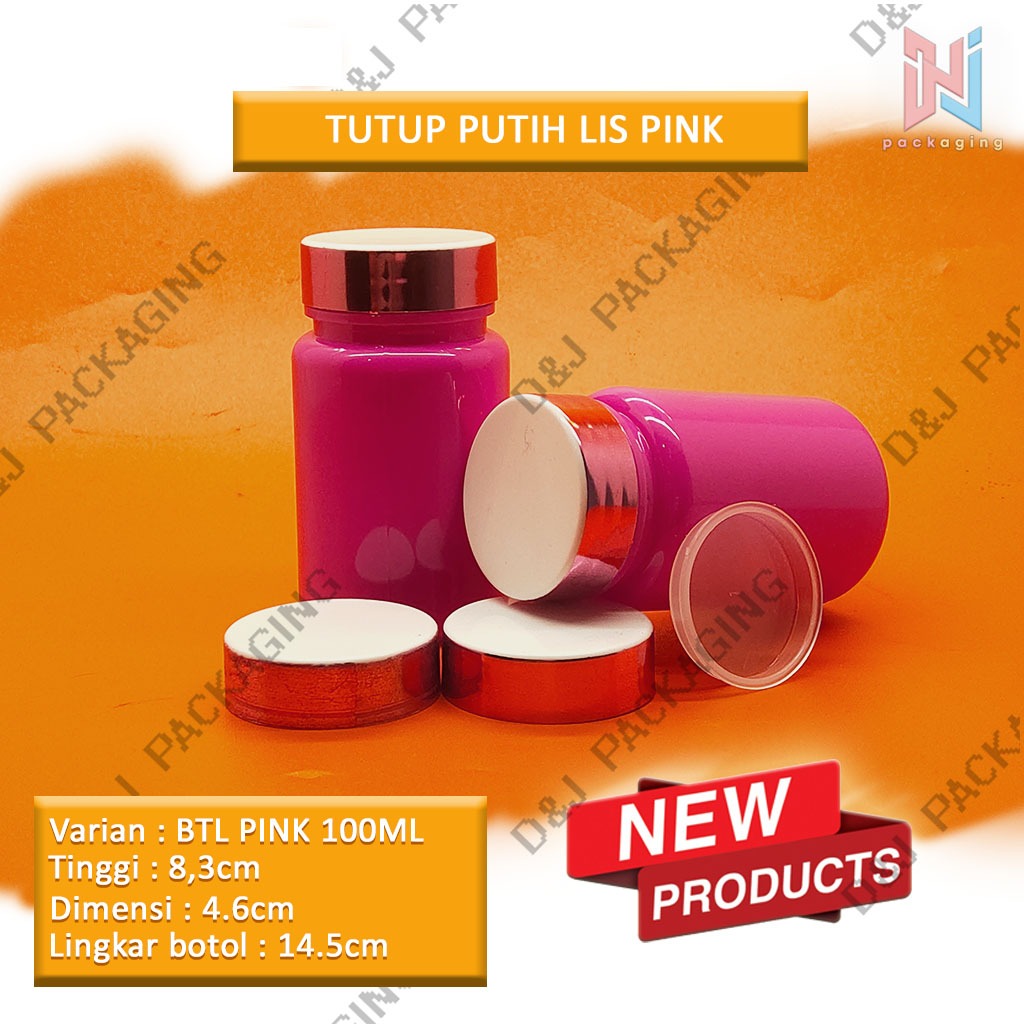 Jual Botol Kapsul 100ML Pink Tutup Putih Lis Pink + Inner | Shopee ...