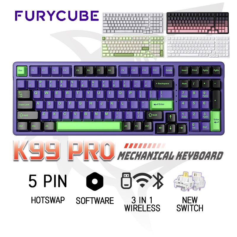 Jual FURYCUBE K99 PRO Mechanical Keyboard Gasket Struktur Wireless 5Pin ...