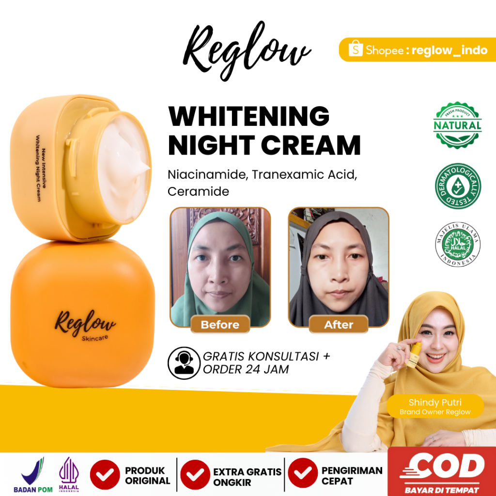 Jual CREAM MALAM Reglow dr Shindy Skincare Whitening Glowing Original ...