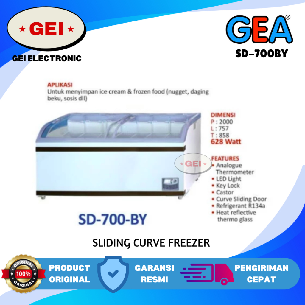Jual GEA SD-700-BY SLIDING CURVE Glass FREEZER 700 L SD700BY SLIDING ...