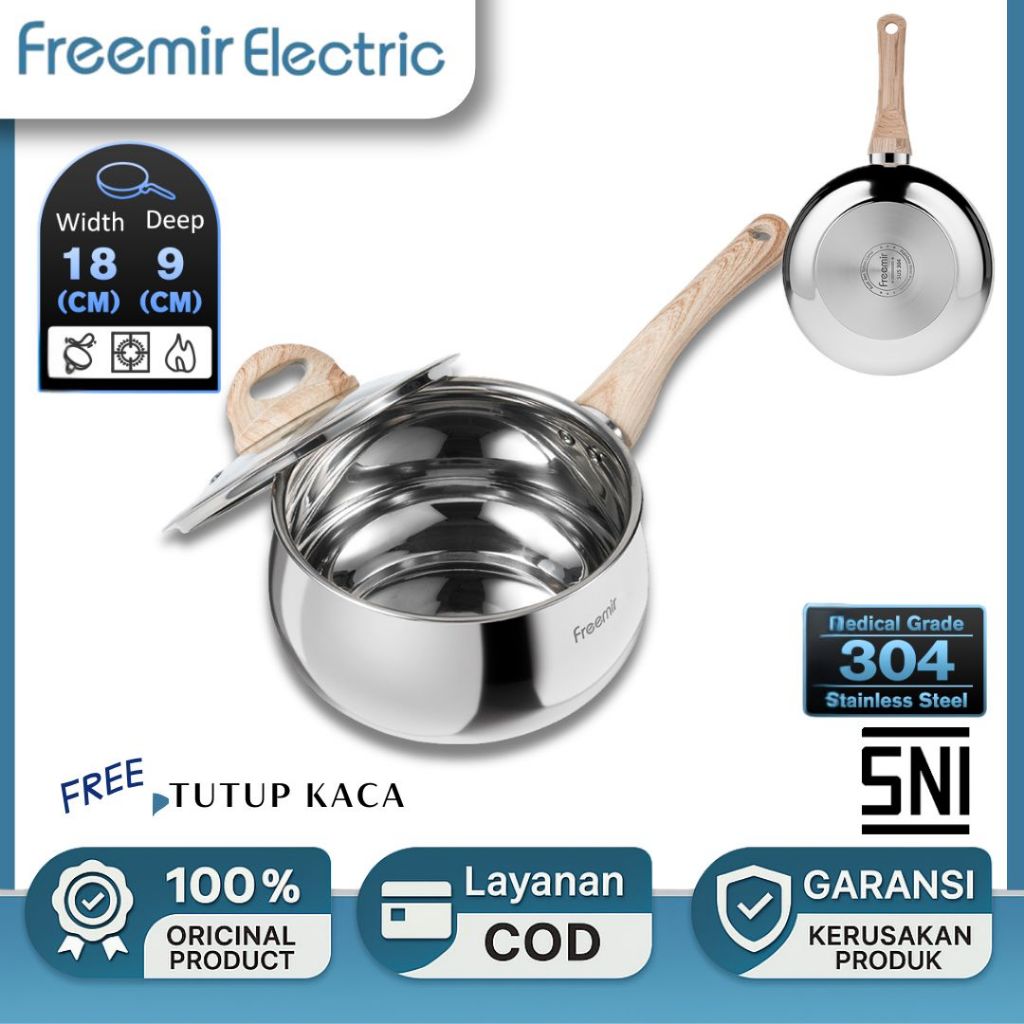Jual 𝙉𝙀𝙒 2025 freemir Panci Aladin Gemoy Susu Stainless Steel 16cm – 304 Food Grade Tutup Kaca ...