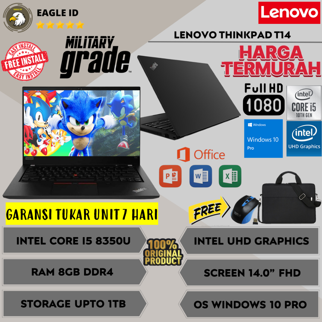 Jual Laptop Kerja Lenovo Thinkpad T14 Intel Core i5 10120U Ram 16GB 1TB SSD 14'' FHD Windows 10 ...