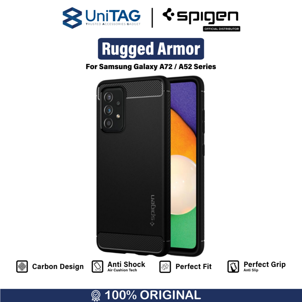 Jual Case Samsung Galaxy A52 / A72 Spigen Rugged Armor Carbon Fiber Casing | Shopee Indonesia