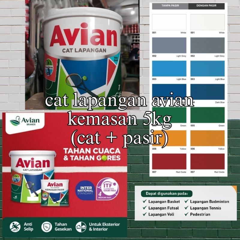 Jual Avian cat lapangan kemasan 5kg(cat+pasir) | Shopee Indonesia