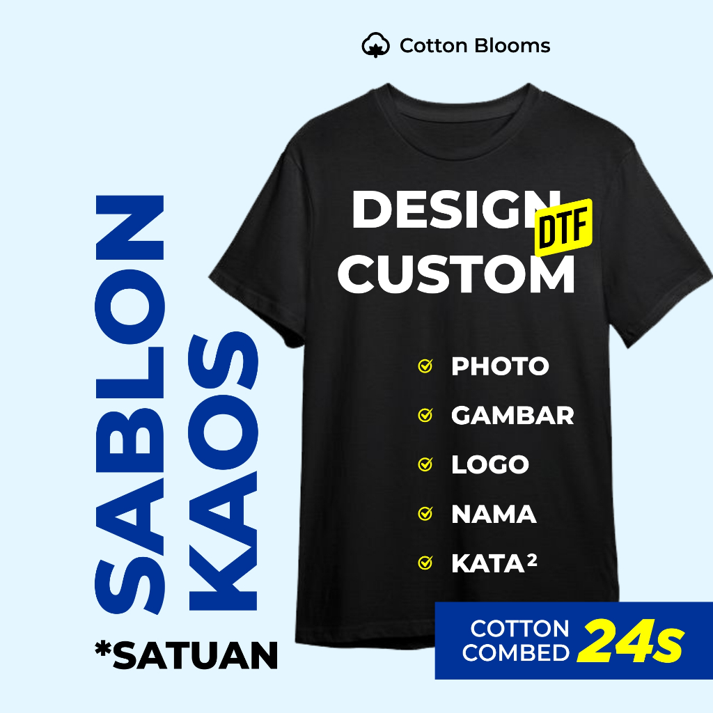 Jual [ 1 HARI JADI ] Kaos Sablon Custom satuan Full color bisa desain sendiri sablon foto gambar ...