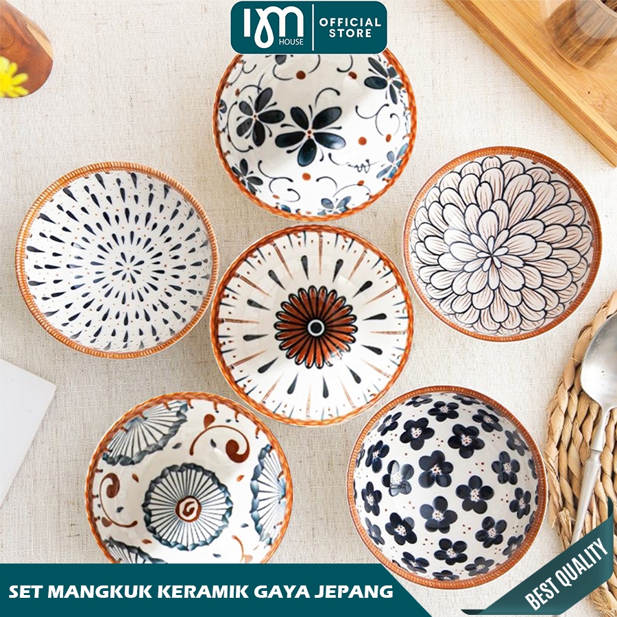 Jual INMINDHOUSE Ricebowl Japanese Mangkok Makan Keramik Motif Flower ...