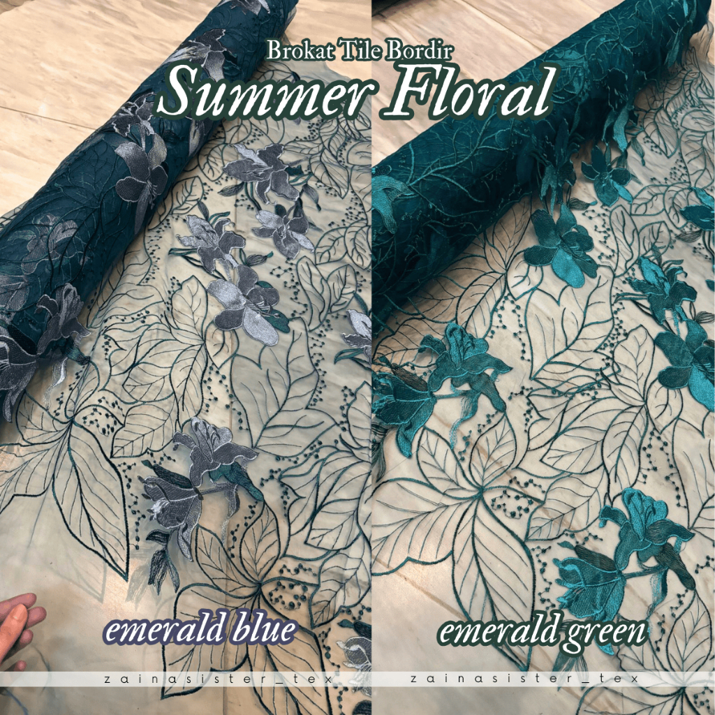 Jual 1/2 Meter Bahan Kain Tile Embroidery Motif Bunga Besar Summer ...