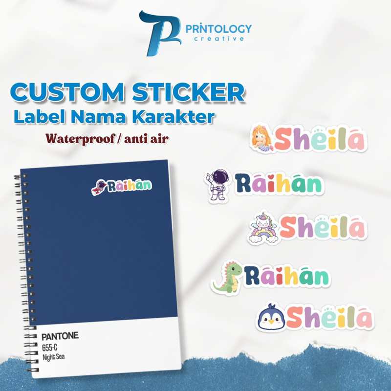 Jual 39 PCS STICKER NAMA ANAK WATERPROOF KARAKTERLABEL NAMA CUSTOM ...