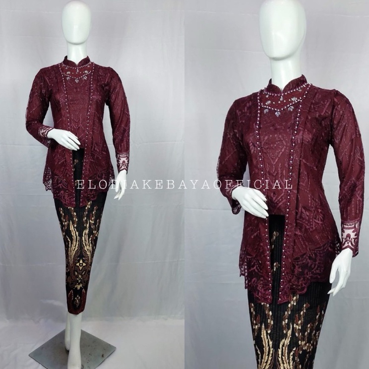 Jual Special Kebaya Modern kebaya wisuda bahan tille safto model kutu baru kerah sanghai payet ...