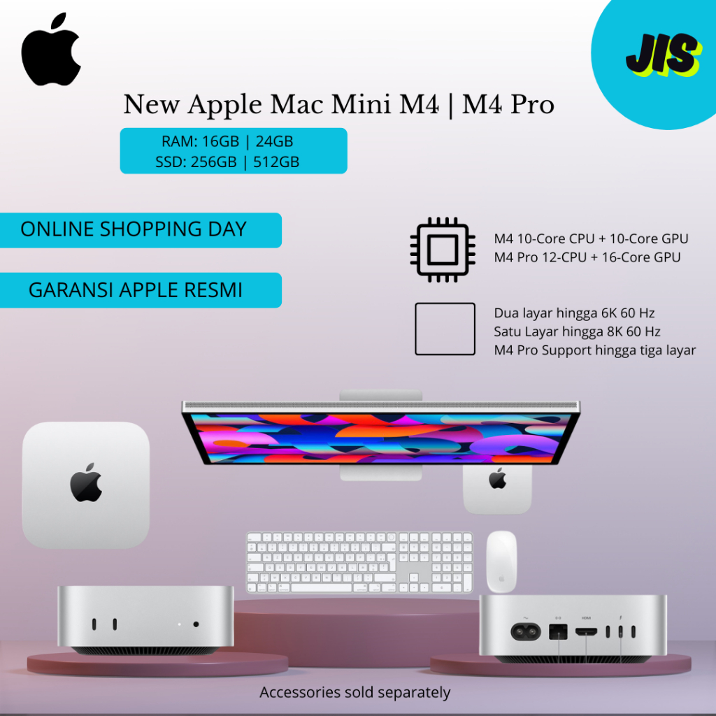 Jual Apple Mac Mini M4 256GB | 512GB Ram 16GB 10-Core CPU 10-Core GPU ...