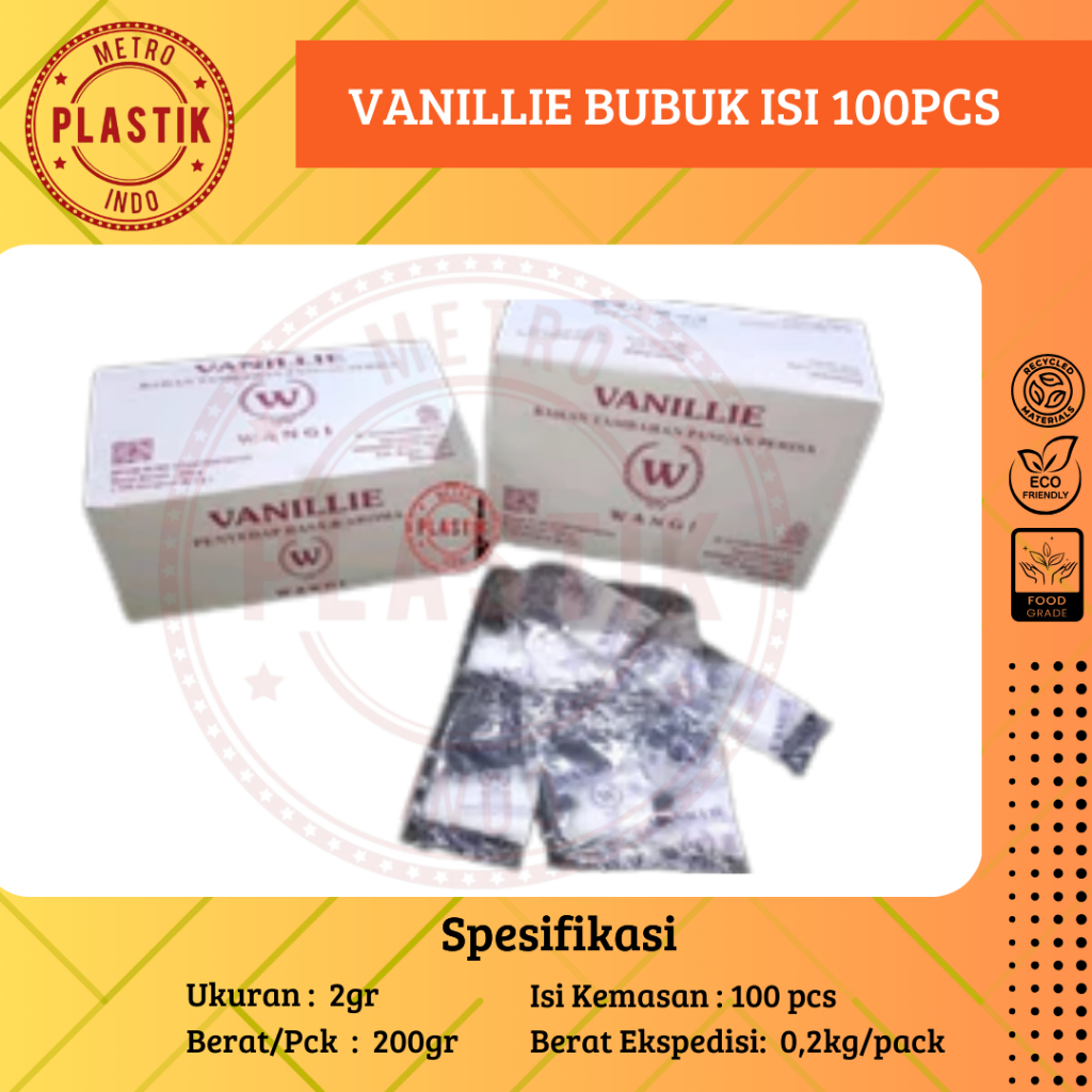 Jual 100pcs Vanillie Bubuk Sachet Per2gr / Vanili Wangi / Vanili Bubuk ...