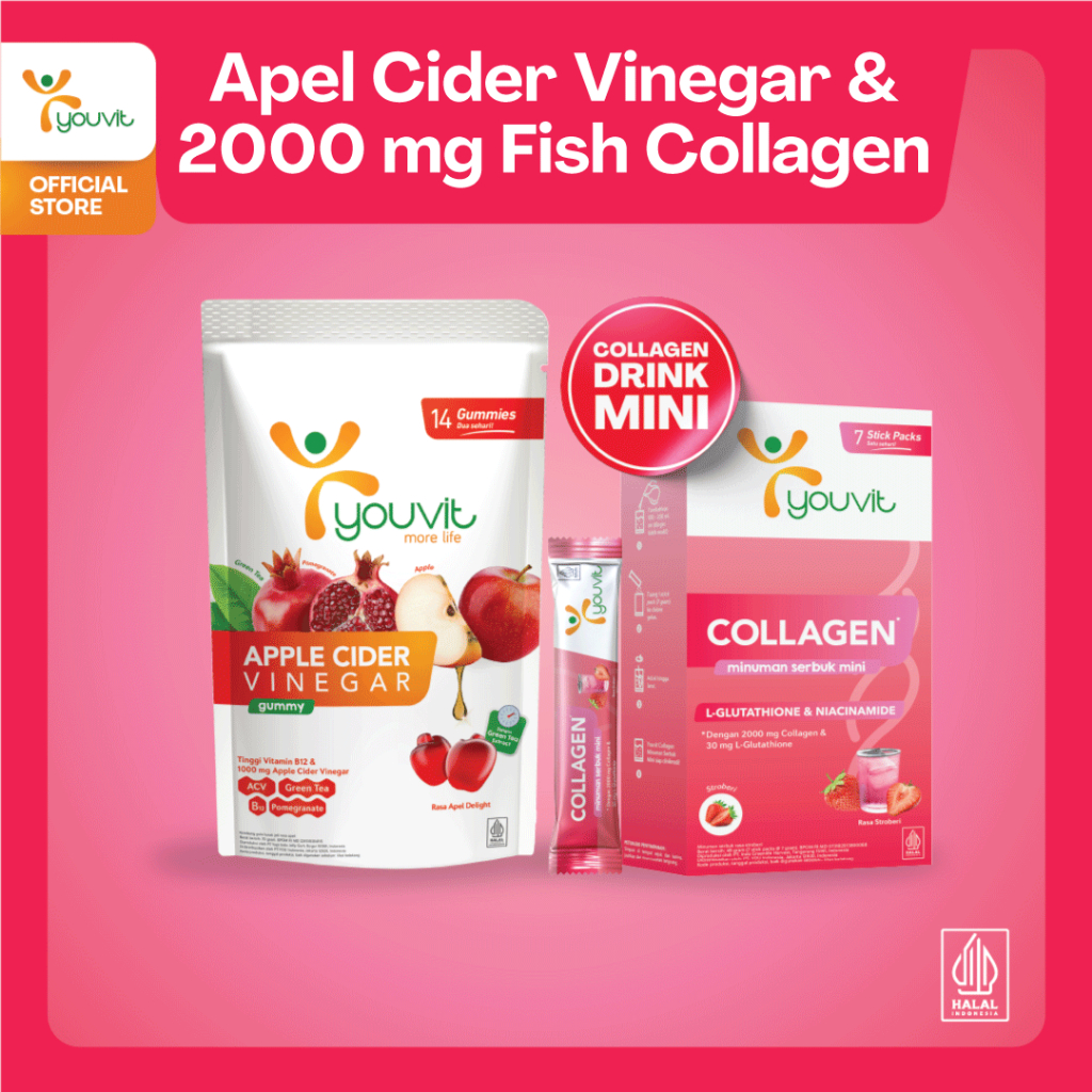 Jual Youvit Mini Collagen Drink 7 Hari & Apple Cider Vinegar Gummy 7 Hari untuk Anti Aging ...