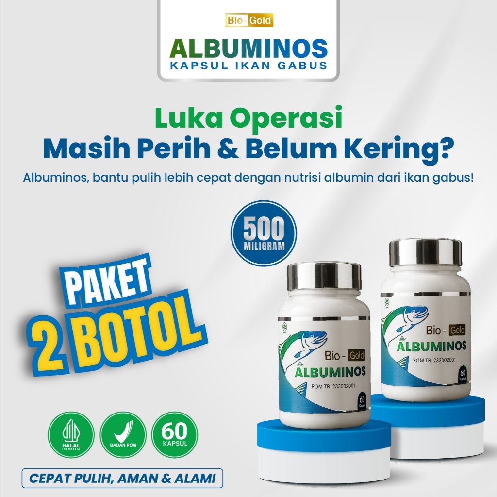 Jual Albuminos 60 Kapsul Albumin Ikan Gabus Obat Luka Operasi ...