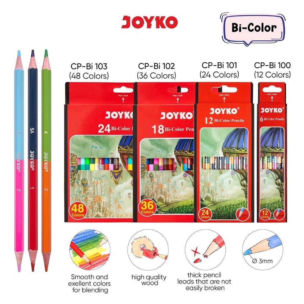Jual Joyko Bi-Color Pencils Duo Color 2 Warna Per Pensil | Shopee Indonesia