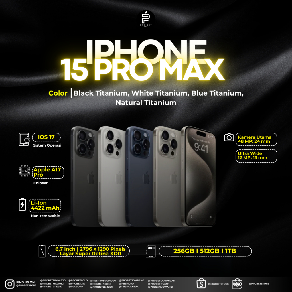 Jual IPHONE SECOND 15 PROMAX 256GB/512GB/1TB FULLSET LIKE NEW | Shopee ...