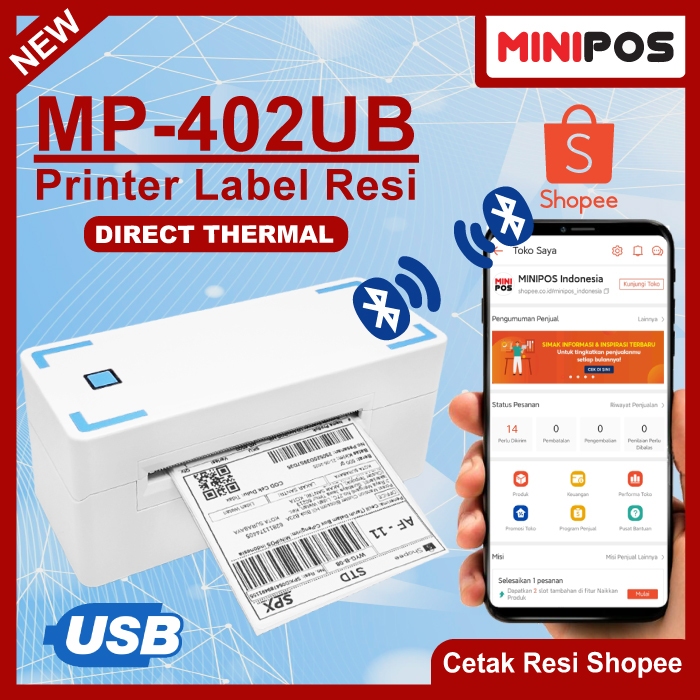 Jual MINIPOS MP-402UB Printer Thermal 4in Bluetooth USB Cetak Resi ...