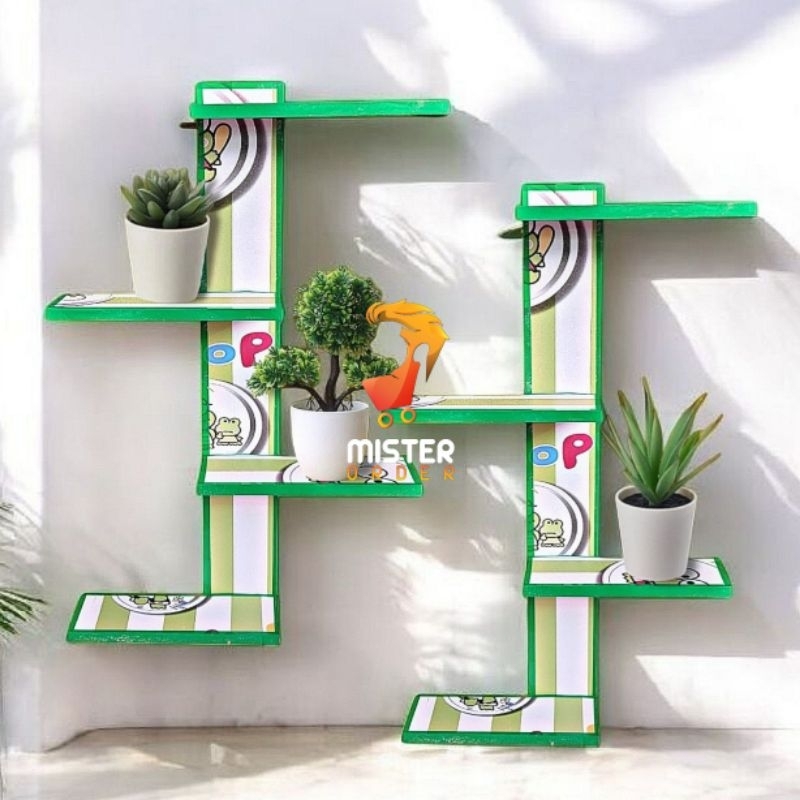 Jual Rak DINDING MINIMALIS Set isi 2 RKA022 KARAKTER / Rak Pajang Kayu ...