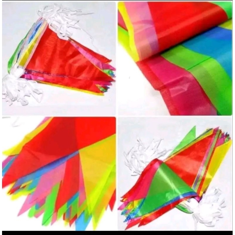 Jual 150 Bendera Segitiga Warna Warni / Bendera Bunting Flag Hiasan 17 ...
