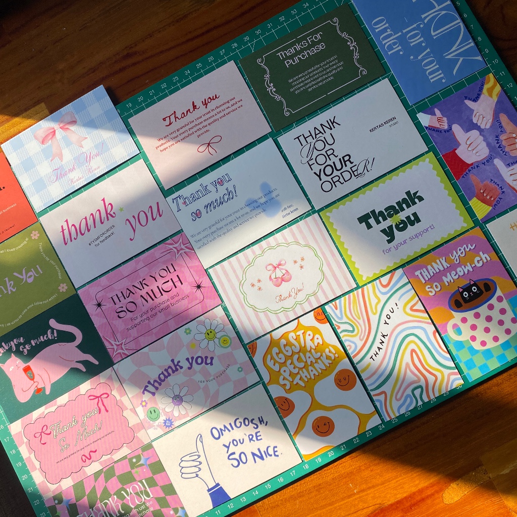 Jual CUTE THANKS CARD, THANK YOU CARD, PACKAGING LUCU (CUSTOM DESIGN ...