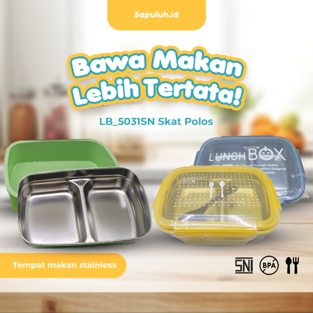 Jual Lunch Box Stainless Steel 2 Sekat Kotak Bekal Double Layer dengan ...