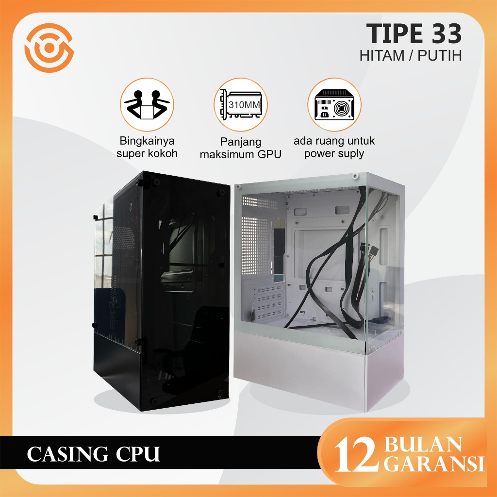 Jual Voc Casing CPU PC Model 33 M-ATX Tempered Glass – Gaming Case ...