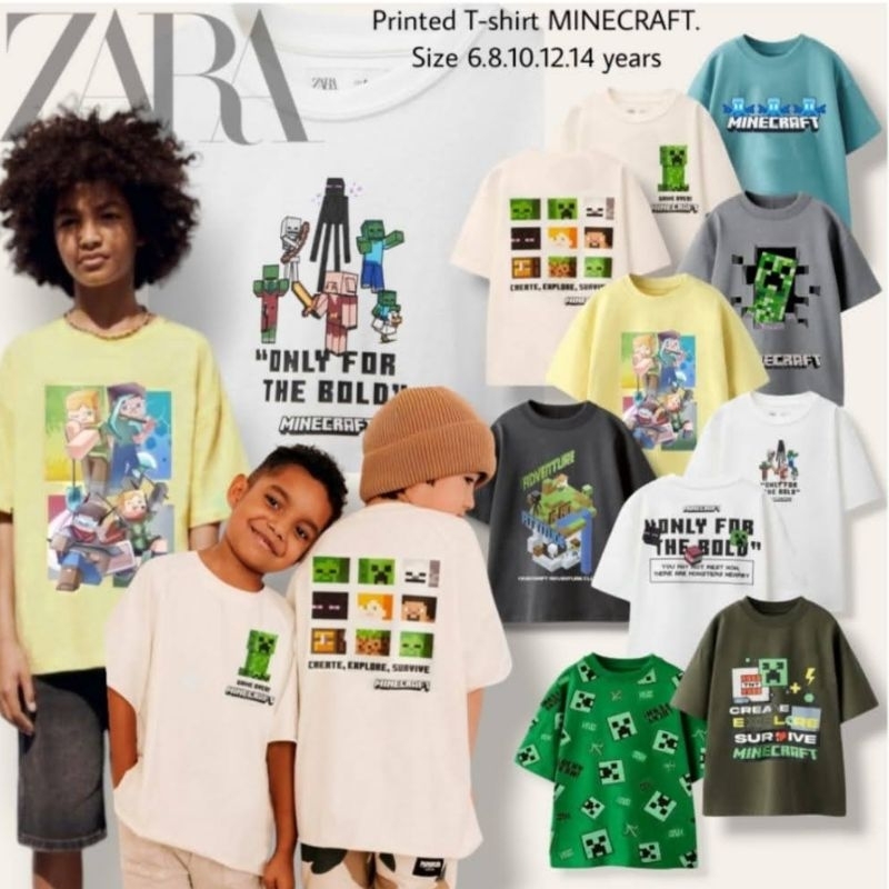 Jual Kaos Anak Zara Minecraft Roblox Game 6-14 tahun | Shopee Indonesia