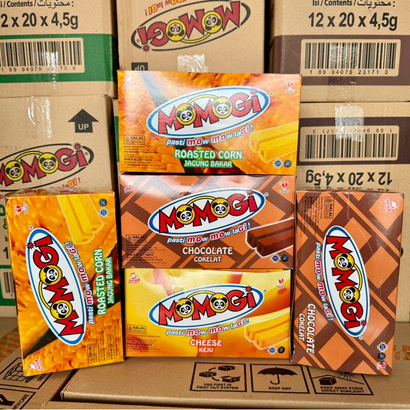 Jual MOMOGI snack box jagung bakar / cokelat / keju (20pcsx4,5gr) ecer ...