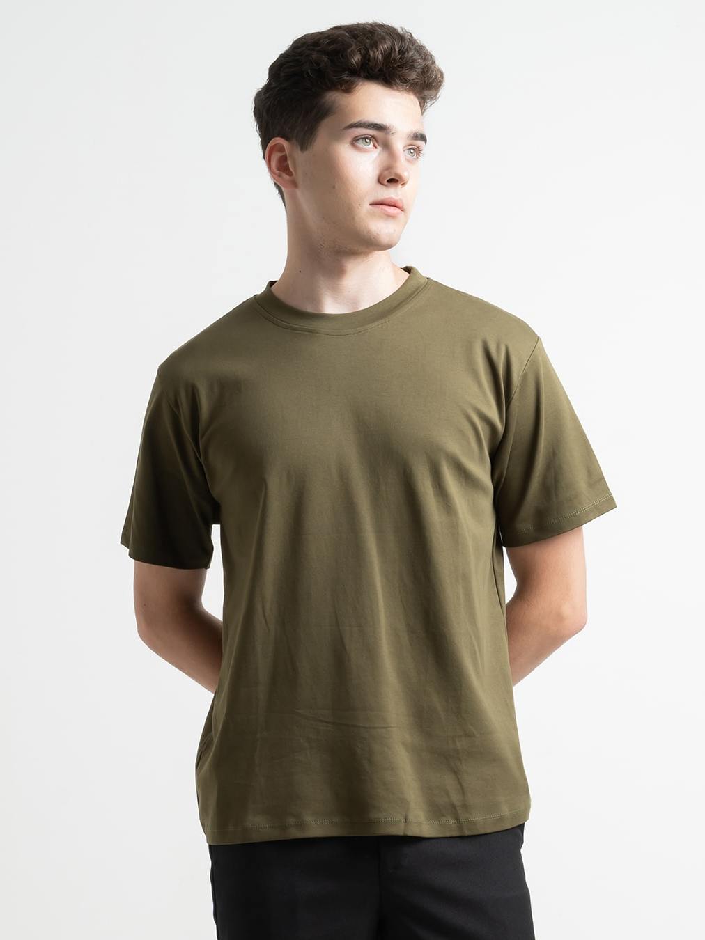 Jual HSRM - Arco Basic Tshirt Reguler Fit Moss Green | Kaos Polos Pria | Shopee Indonesia