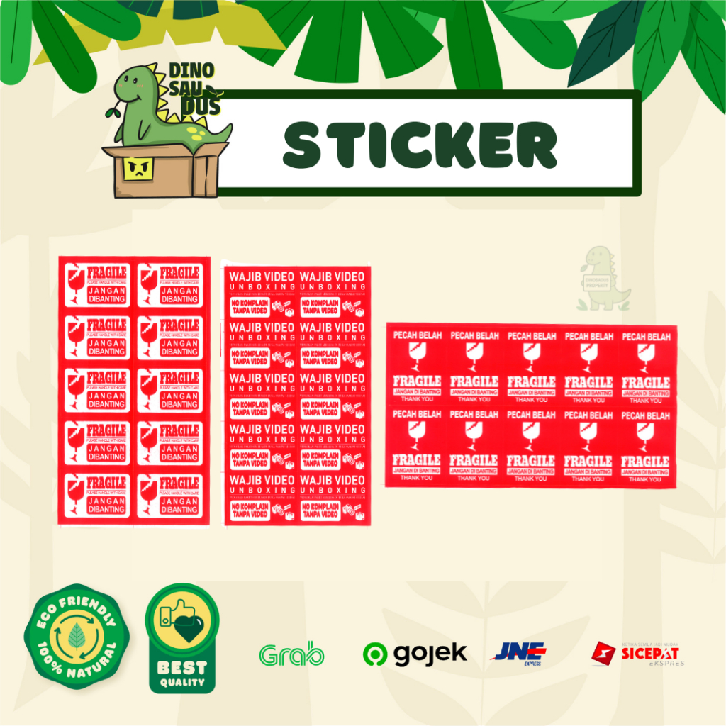 Jual Stiker Fragile Pecah Jangan Dibanting 5.5x4cm – 1 Lembar Isi 10 ...
