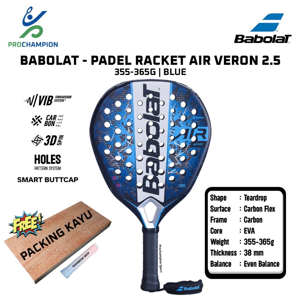 Jual Padel Raket BABOLAT Air Veron 2.5 355-365 G Blue | Shopee Indonesia