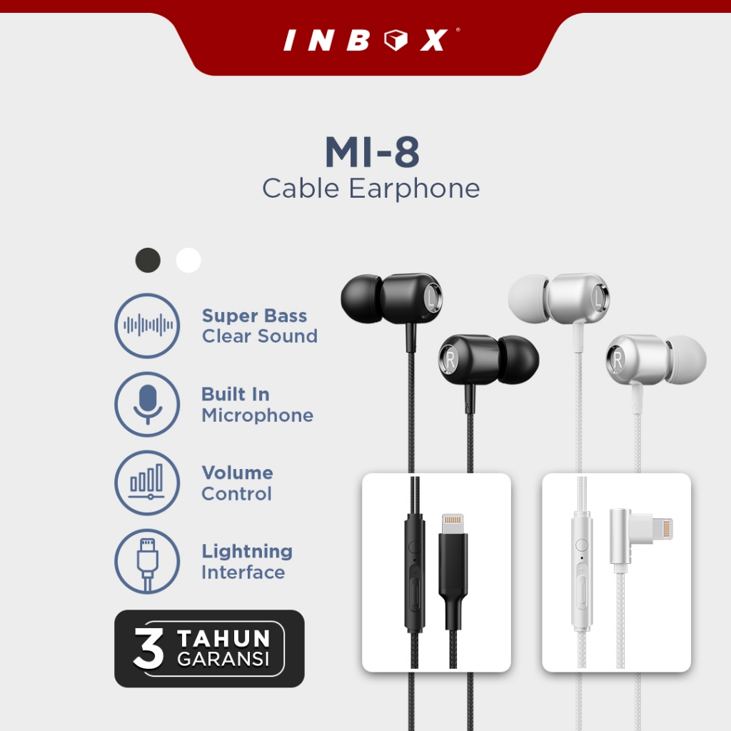 Jual Inbox MI-8 Earphone Lightning untuk Iphone dengan Microphone Super ...