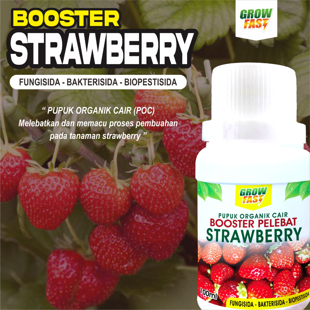 Jual GROW FAST - Pupuk Booster Strawberry 100ml pupuk organik pelebat dan pemacu pembuahan ...