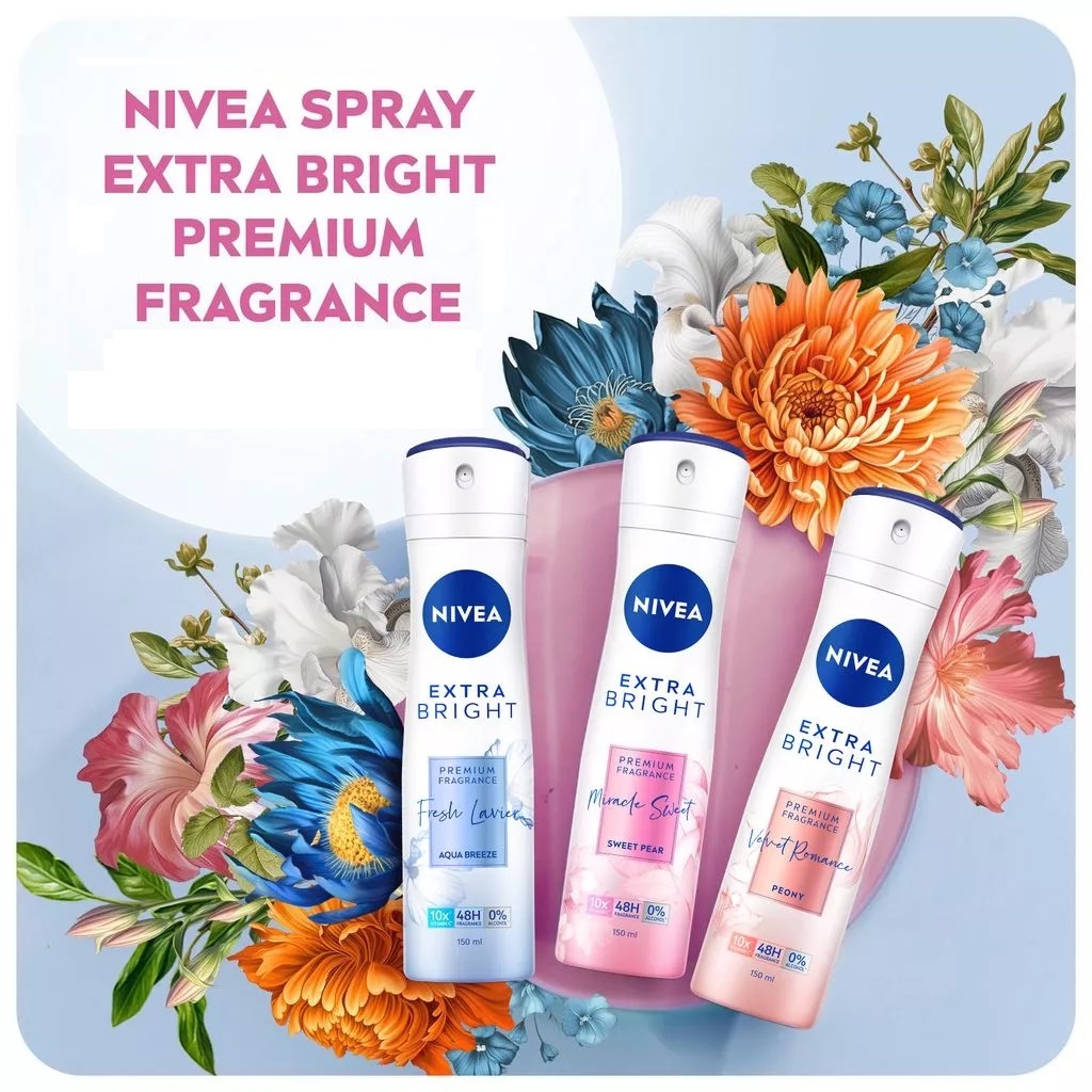 Jual NIVEA Deodorant Spray Extra Bright Premium Fragrance 150mL || Miracle Sweet || Fresh Lavier ...