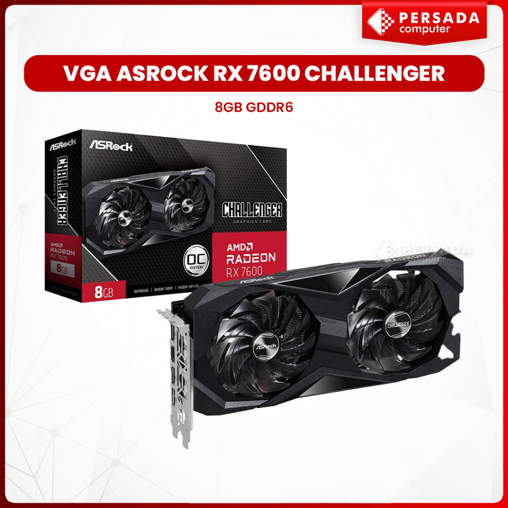 Jual VGA ASROCK RX 7600 CHALLENGER 8GB GDDR6 | Shopee Indonesia