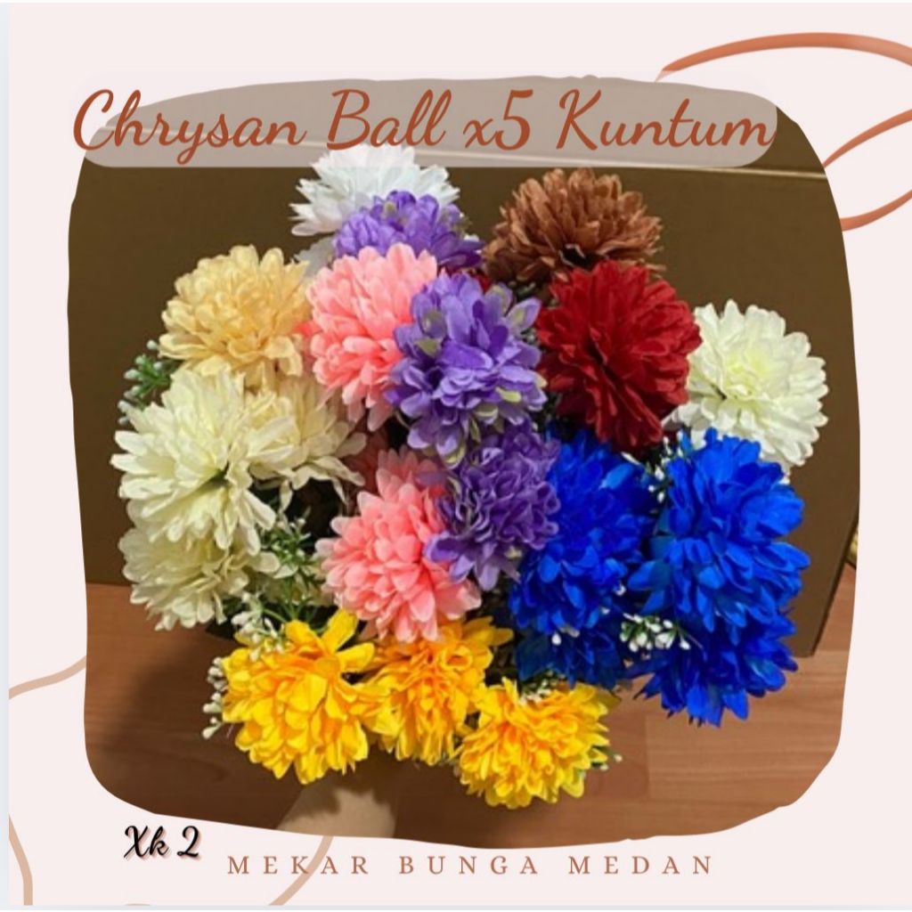 Jual (XK 2) - Bunga Artifisial Chrysan Ball x 5 Dekorasi Pelaminan ...