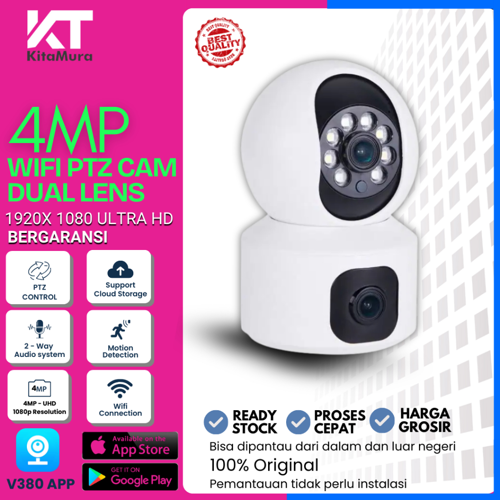 Jual Camera CCTV WIFI V380 G2 Dual Lens, CCTV Indoor Night Vision ...