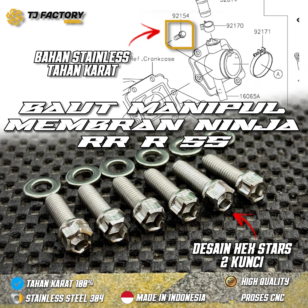 Jual 1 Set Baut MANIPUL MEMBRAN NINJA R RR SS Stainless CNC 2 Kunci By Tj Factory Handmade ...