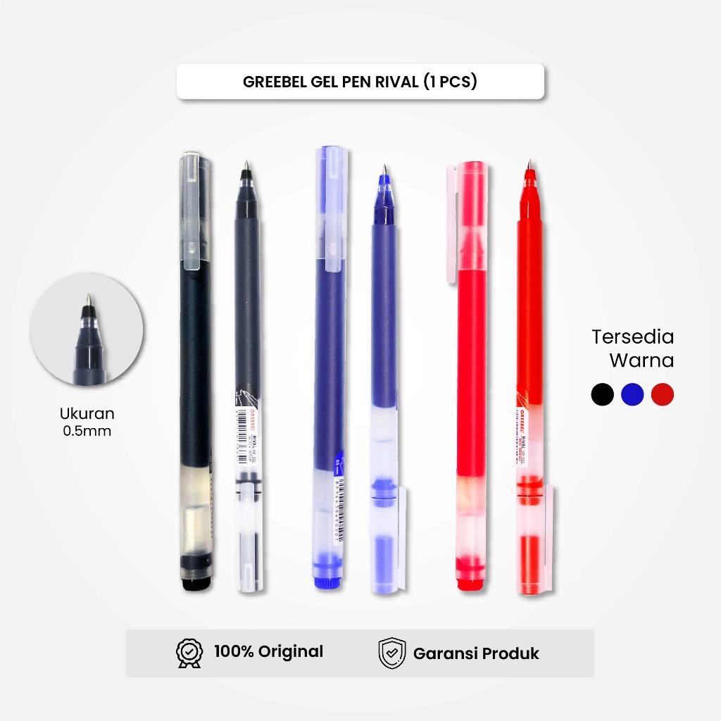 Jual GREEBEL Gel Pen Pulpen Pena GP-502 Rival 0.5 Isi (3PCS/SET) / Pulpen Gel Murah Grosir ...