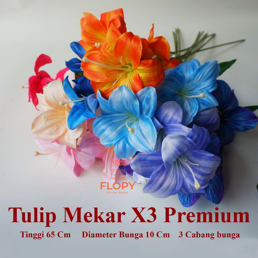 Jual [ 3 Cabang ] Tulip Mekar X3 Premium / Artificial Bunga Dekorasi ...