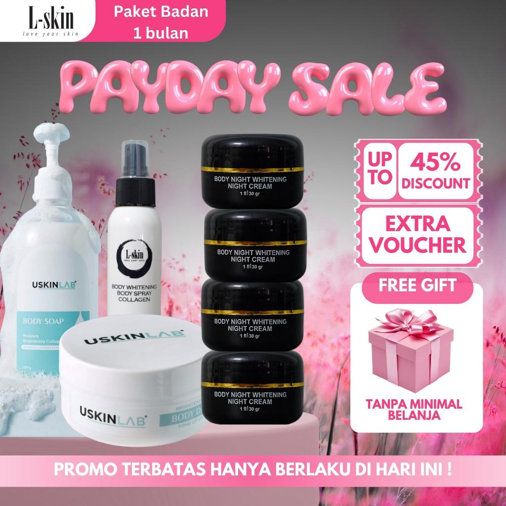 Jual L-skin / lskin / L skin paket badan 1 Bulan Buat Kulit Susah Putih ...