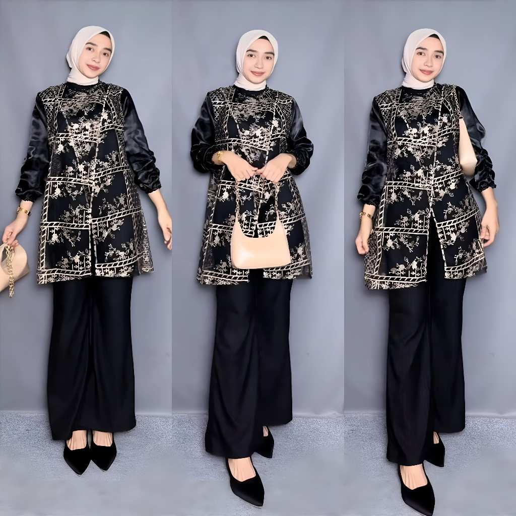 Jual Zize Outer Brokat Silang / Tunik Brukat Sapto / Baju Pakaian ...