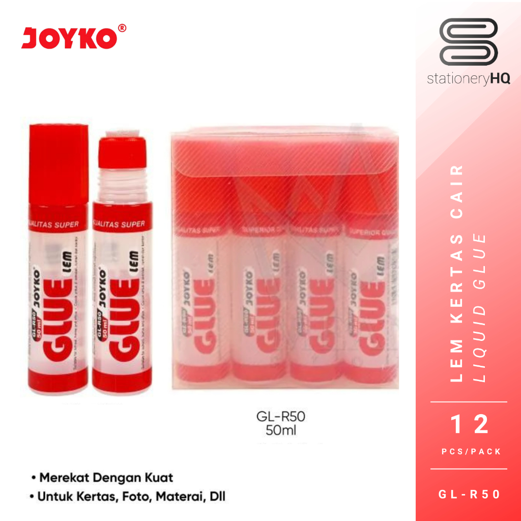 Jual (12 Pcs) Joyko Lem Glue Cair GL-R50 50ml | Shopee Indonesia