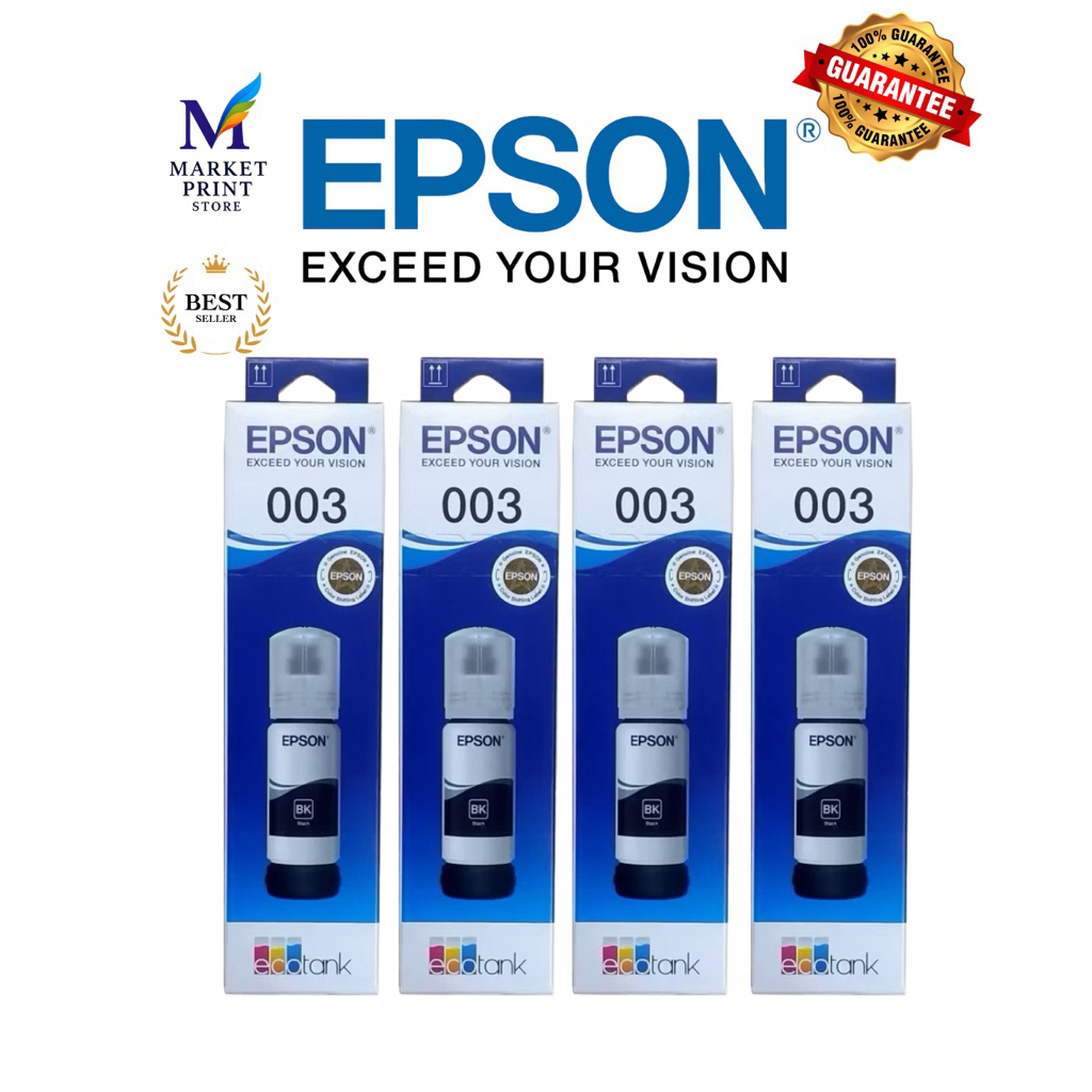 Jual Paket 4 Botol Tinta Epson 003 Black Original 65ml – Tinta Hitam ...