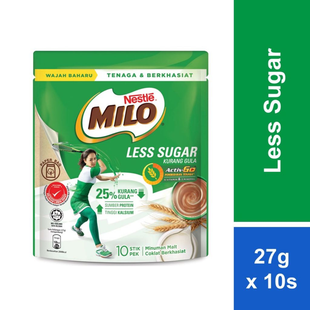 Jual NESTLE MILO Activ-Go Less Sugar Import (27g x 10 sachet) | Shopee ...