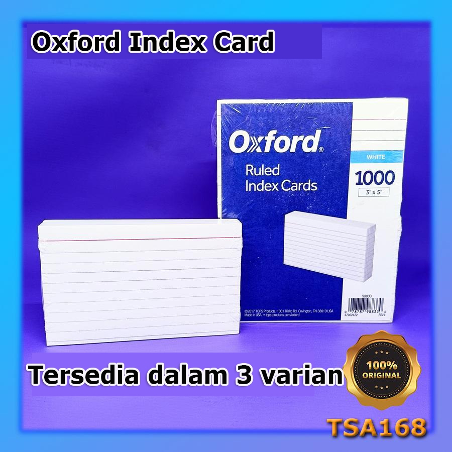 Jual Oxford Ruled Index Cards 3x5 inch 100 Sheets White 3" x 5" 3"x5 ...