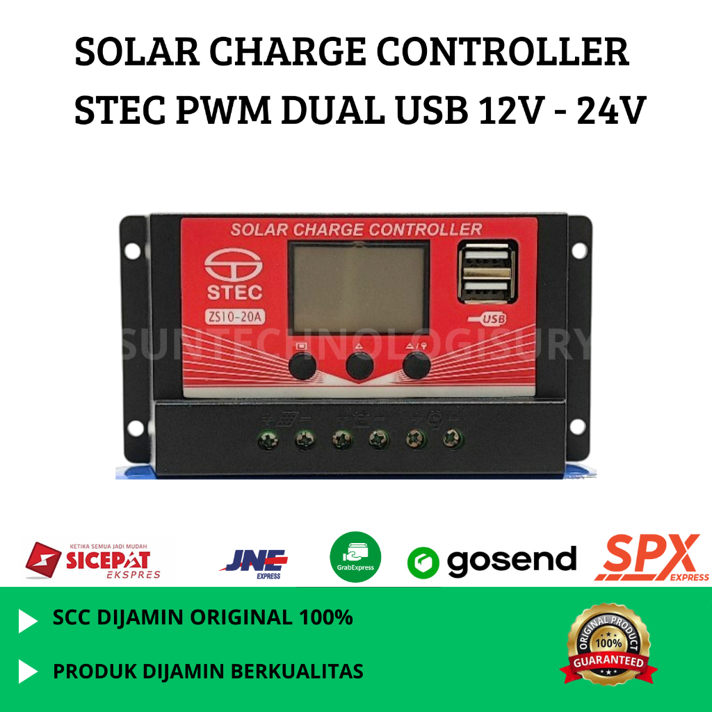 Jual SOLAR CHARGE CONTROLLER STEC | SCC PWM 20A DUAL USB 12 - 24V | Shopee Indonesia